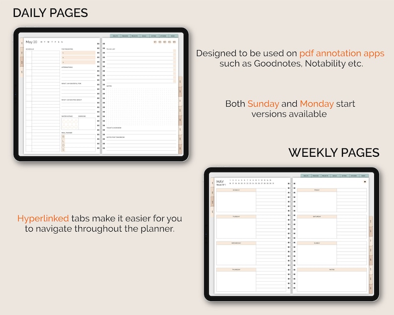 Undated Digital Planner for Goodnotes/notability Digital | Etsy