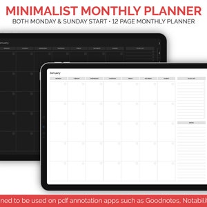 Digital Monthly Planner for Goodnotes, Notabilty Digital Journal ...