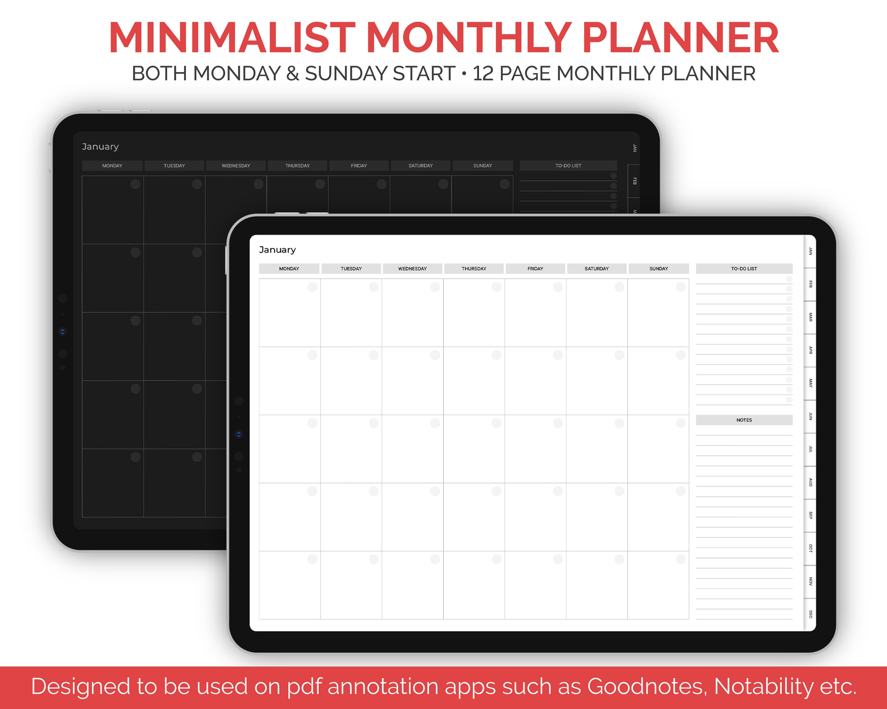 Digital Monthly Planner for Goodnotes Notabilty Digital - Etsy