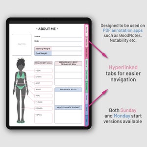 Digital Fitness Planner for Goodnotes, Notability | Hyperlinked Workout ...