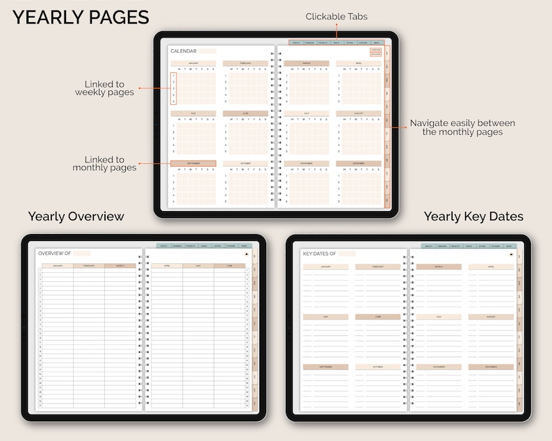 Undated Digital Planner for Goodnotes/notability Digital | Etsy
