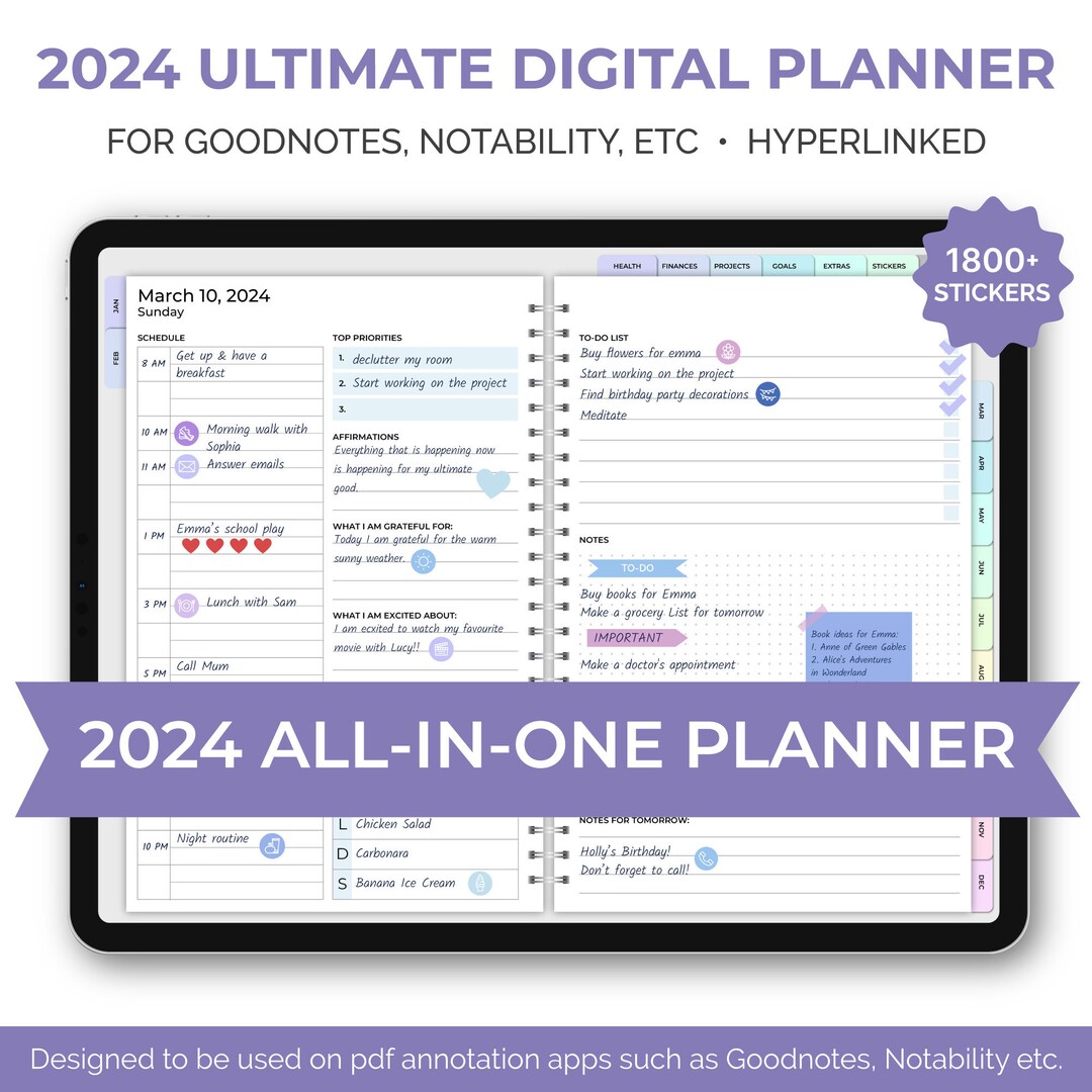 2024 Digital Planner for Goodnotes/notability, Digital Planner With ...