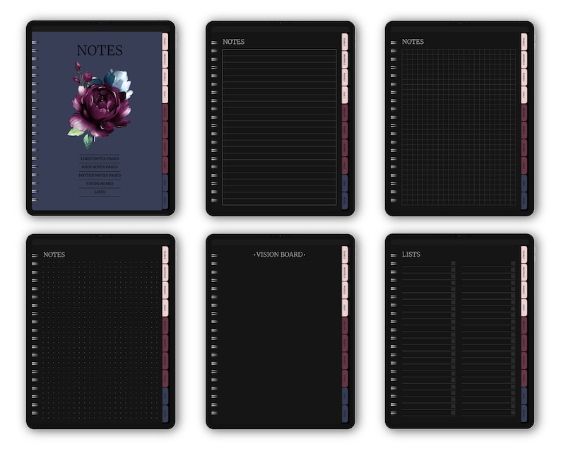Undated Dark Mode Digital Planner for Goodnotes/notability - Etsy