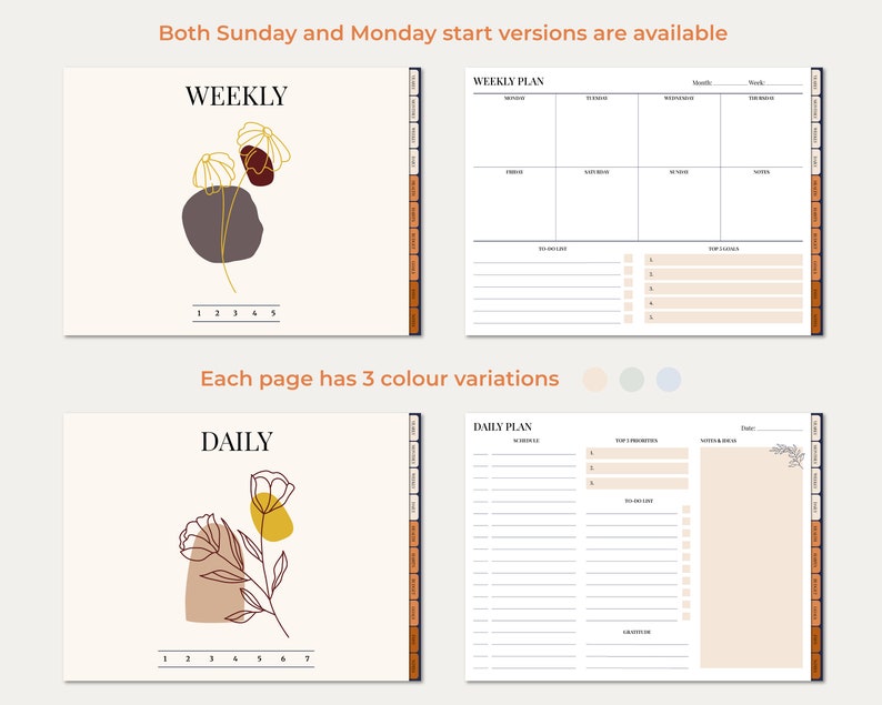 Undated Boho Digital Planner Horizontal Planner for - Etsy