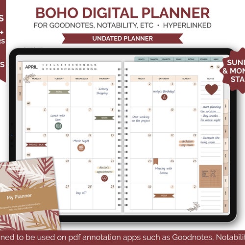 Undated Digital Planner for Goodnotes/notability With - Etsy