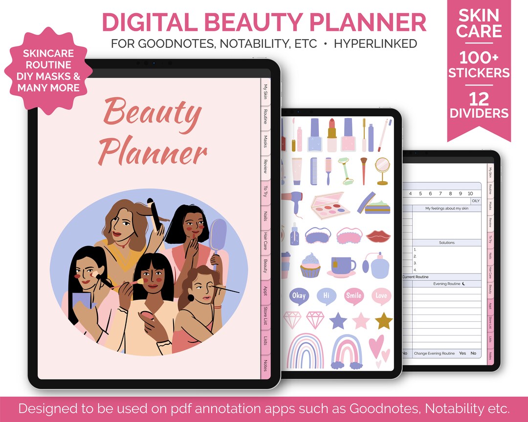 Digital Beauty Planner for Goodnotes, Notability | Hyperlinked iPad ...