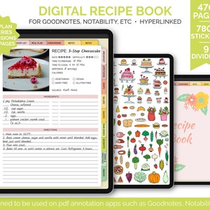 Digital Recipe Book for Goodnotes, Notability | Hyperlinked iPad ...