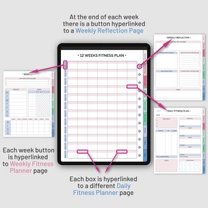 Digital Fitness Planner for Goodnotes, Notability | Hyperlinked Workout ...