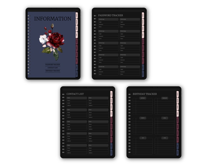 Undated Dark Mode Digital Planner for Goodnotes/notability - Etsy