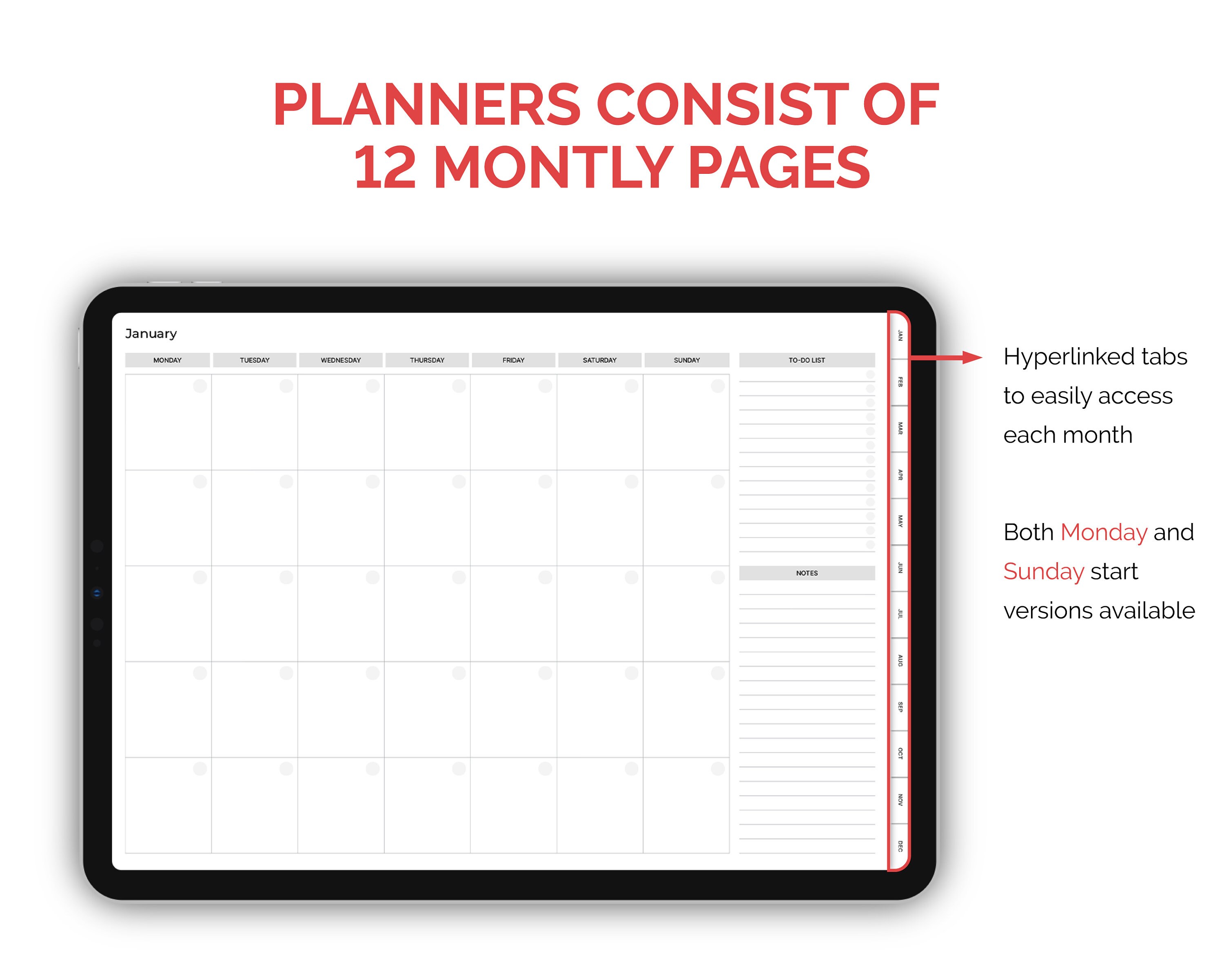 Digital Monthly Planner for Goodnotes Notabilty Digital - Etsy