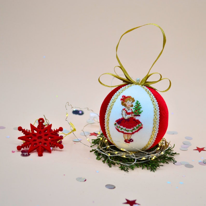 Cross Stitch Ornaments Finished,christmas Girl,hand-stitched Christmas ...