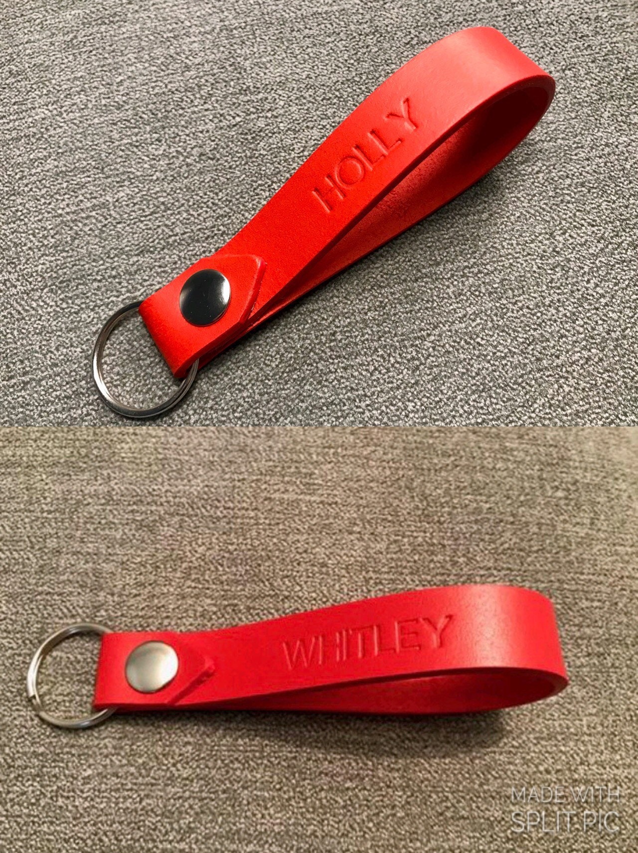 Personalised Leather Keychain Red Personalised Leather | Etsy