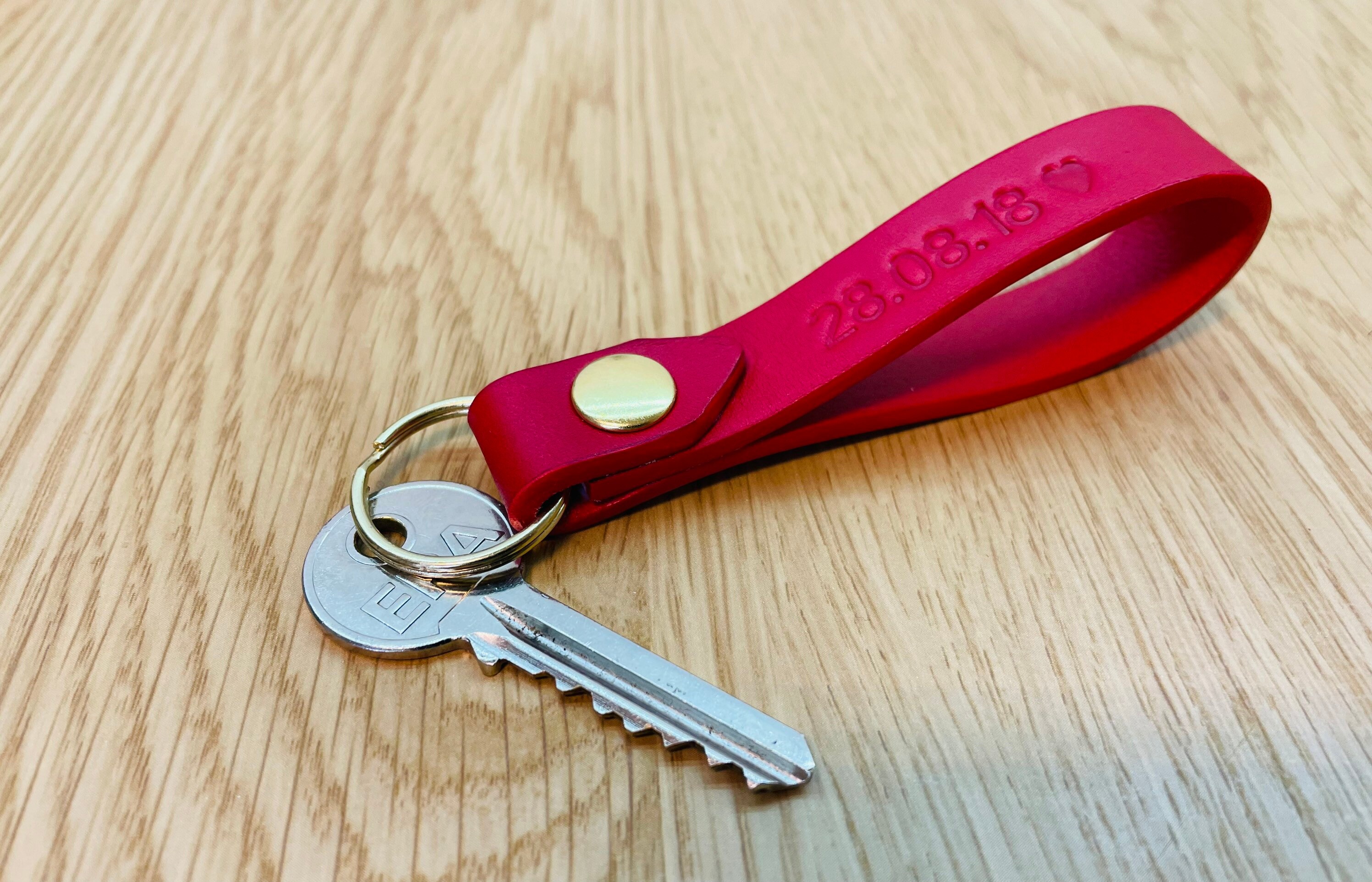 Personalised Red Leather Keyring Gift for Her Birthday Gift - Etsy UK