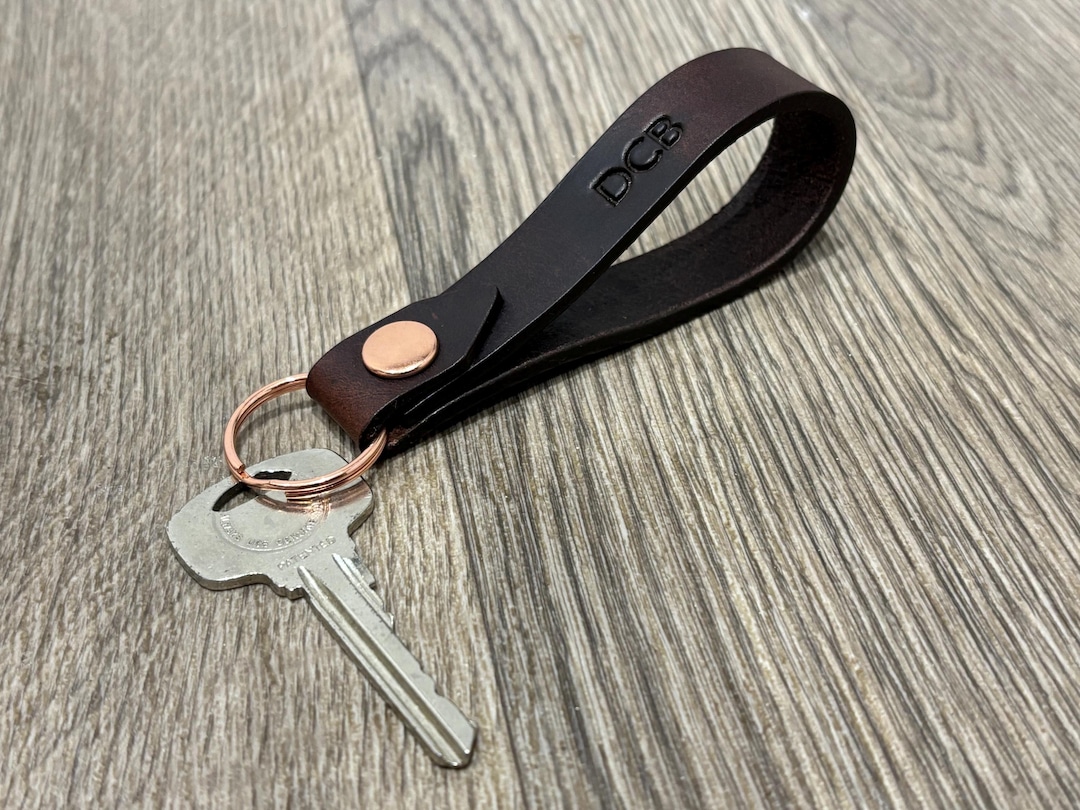 Personalised Distressed Leather Keyring, Chocolate Brown Leather ...
