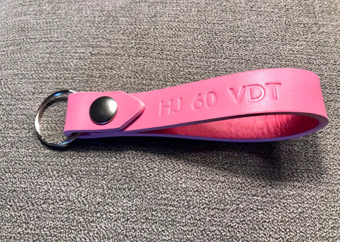 Personalised Leather Keyring Pink Key Ring Gift for Her - Etsy