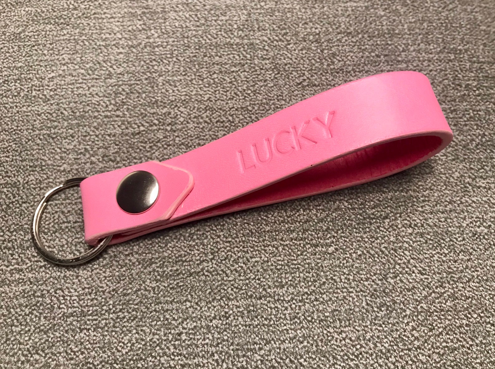 Personalised Leather Keyring Pink Key Ring Gift for Her - Etsy