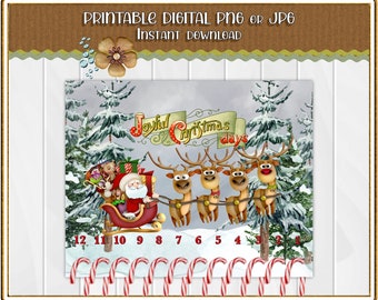 Christmas Candy Cane 12 Day Countdown Board Santa' Ho Ho Ho Design PNG ...