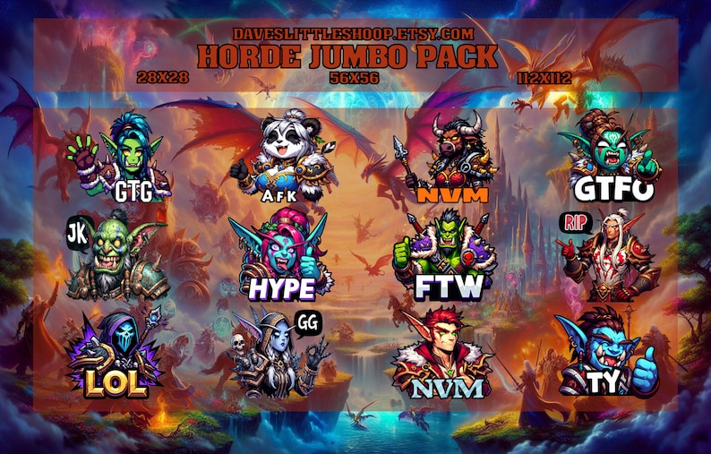 World of Warcraft Horde Edition Jumbo Pack 49 Streamer Emote | Youtube ...