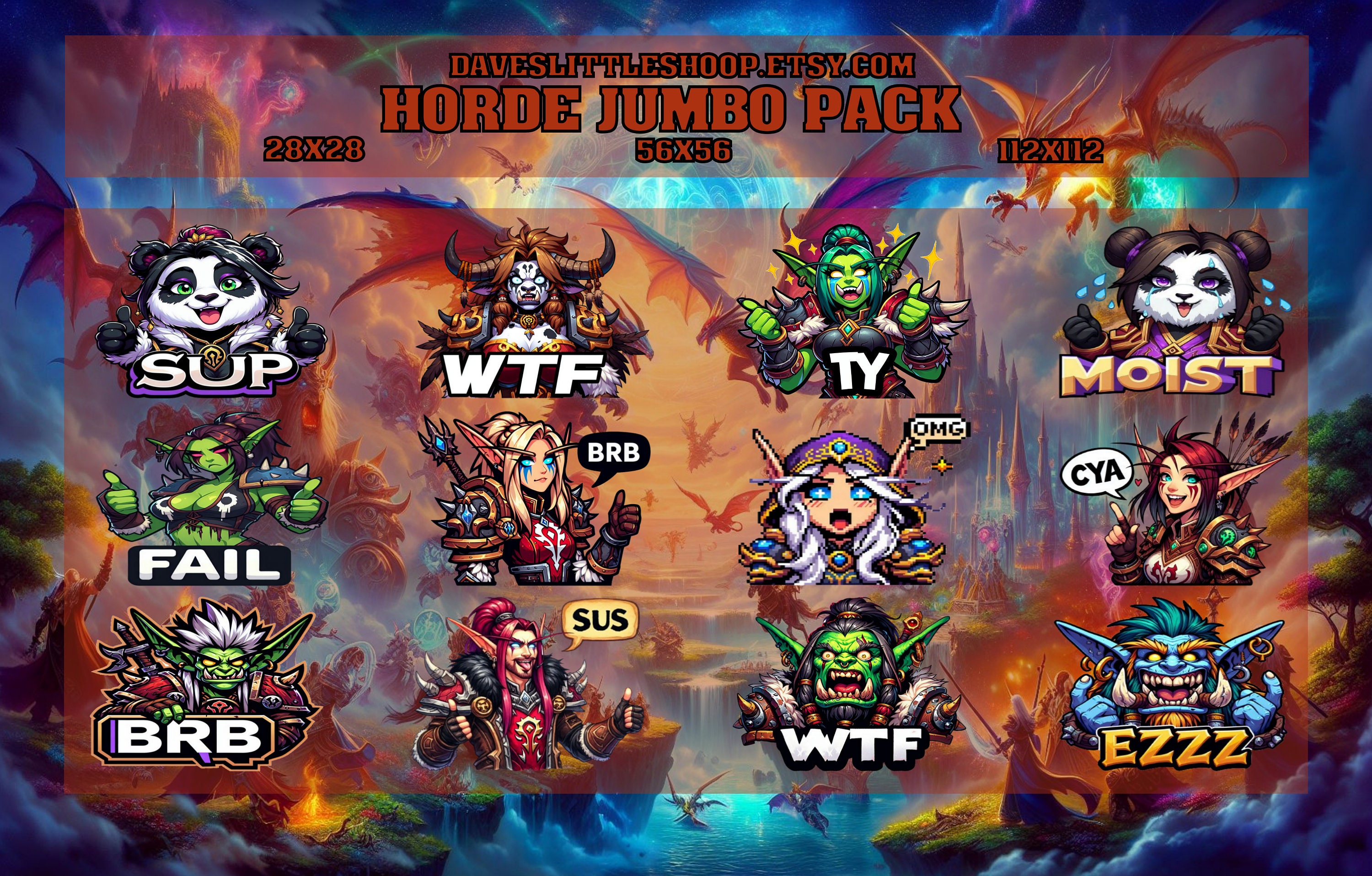 World of Warcraft Horde Edition Jumbo Pack 49 Streamer Emote | Youtube ...