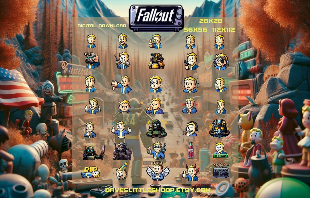 Fallout MEGA 35 Pack Twitch Emote Pip Boy Emote Vault Game Emote ...