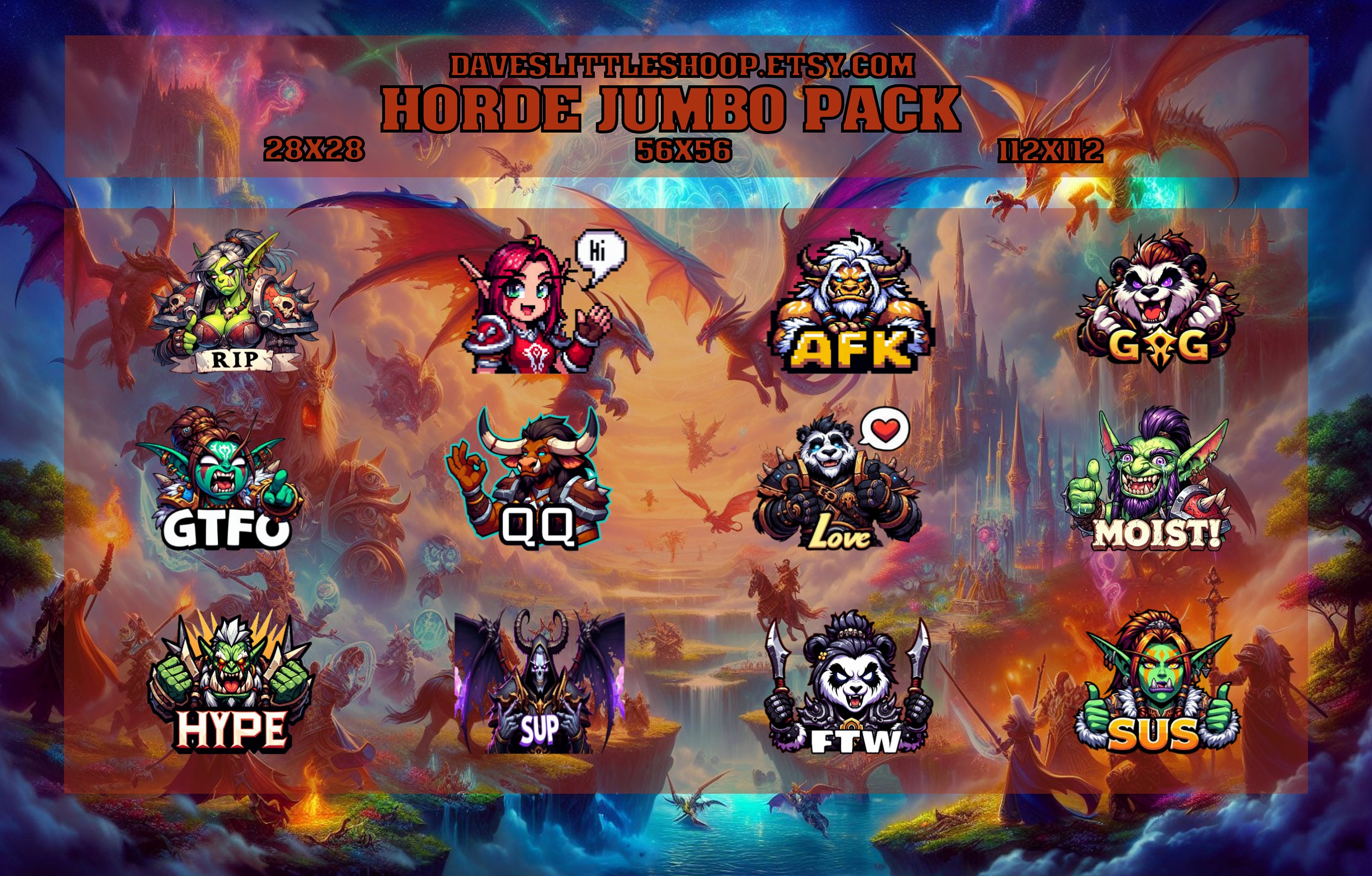 World of Warcraft Horde Edition Jumbo Pack 49 Streamer Emote | Youtube ...