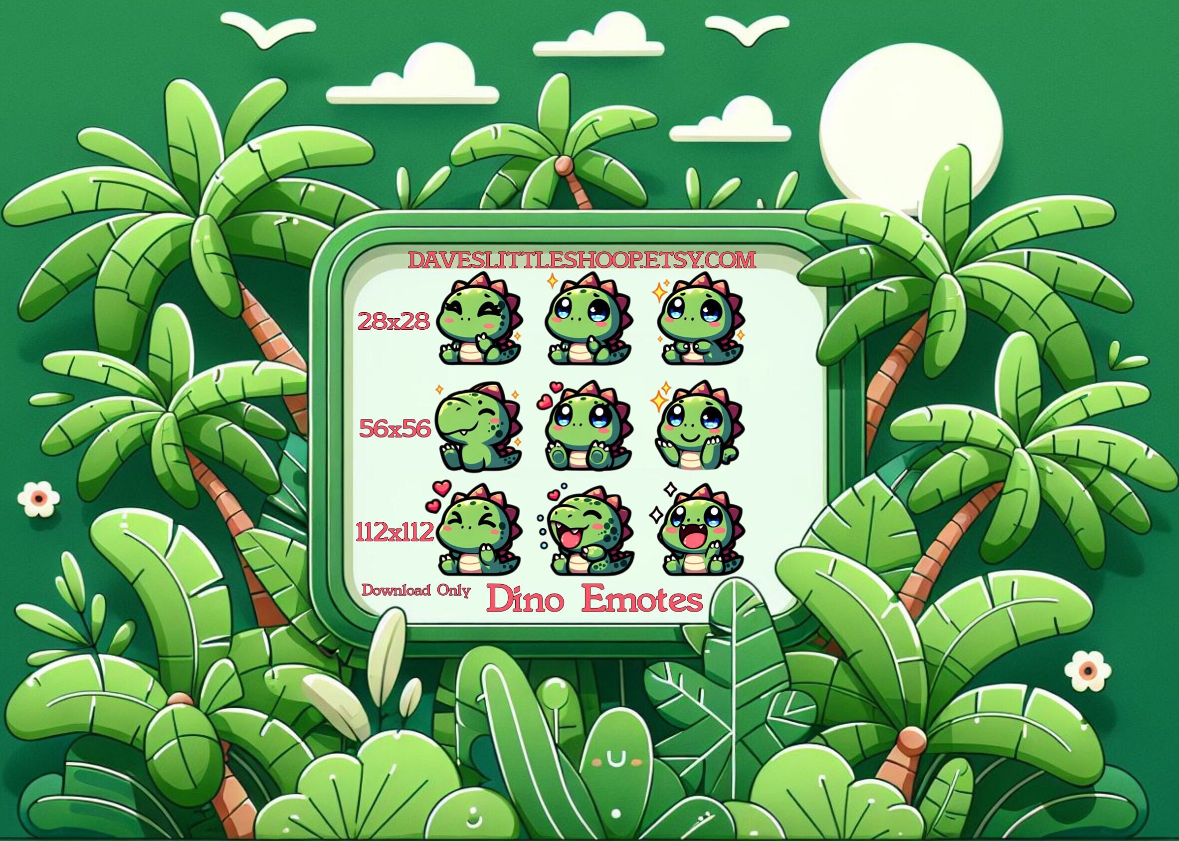 Dinosaur Minor Emote 9 Pack Streamer Emote Youtube Discord Twitch Kick ...