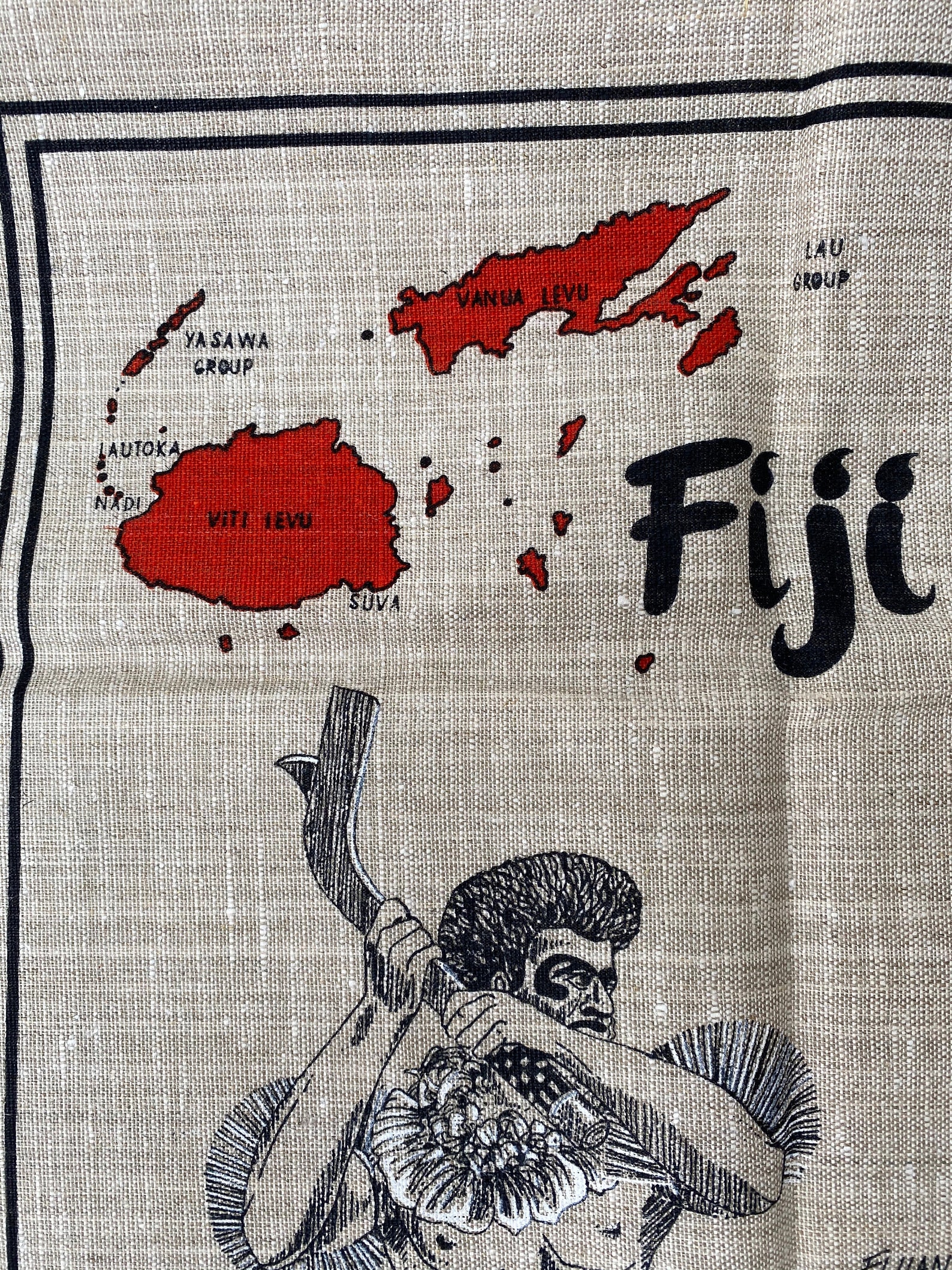 Unique FIJI Linen Tea Towel / Native Costume and Design - Etsy