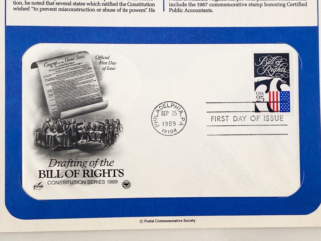 Drafting the BILL OF RIGHTS Constitution Series 1989 / First Day Issue ...