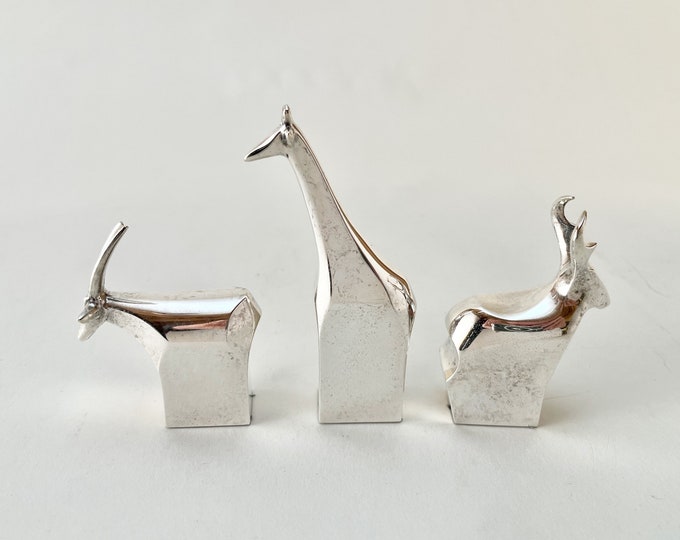 Vintage DANSK Silver Plated Animal Paperweights / Antelope - Giraffe ...