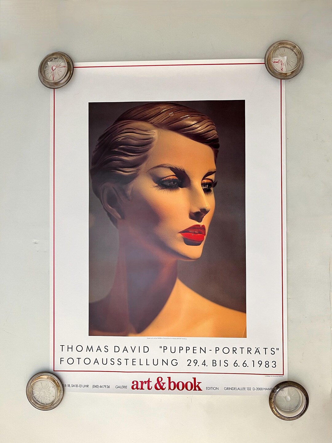 THOMAS DAVID 1983 Exhibition Poster "puppen- Porträts" Model With Red ...