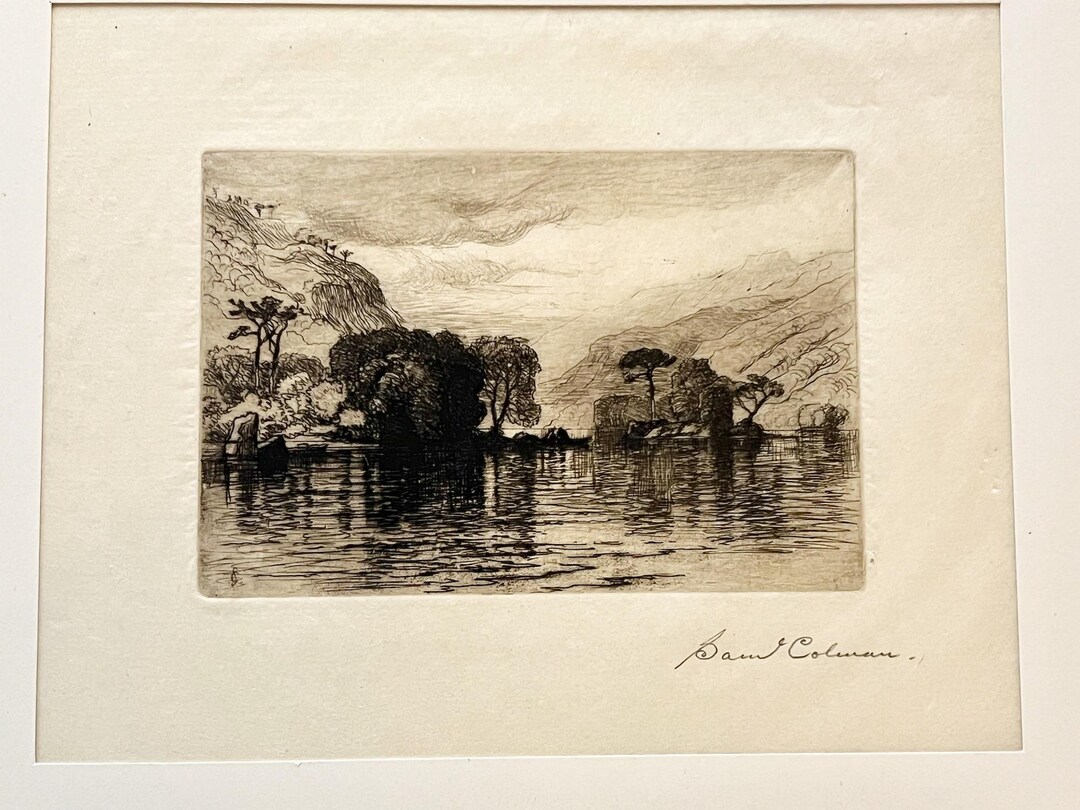 Rare SAMUEL COLMAN Etching "the Lakeside" / 1882 Signed by Artist!!! - Etsy