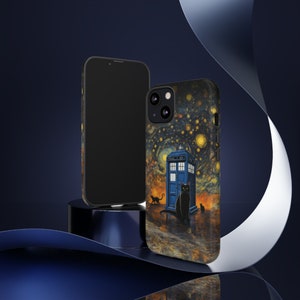 Black Cat Dr Who Phone Case, Doctor Style Tardis Blue Police Box Starry ...