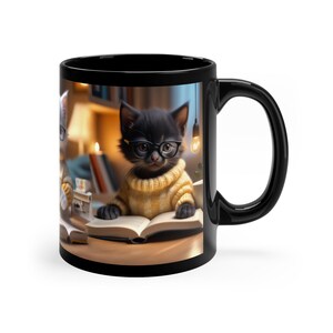Kitten Books Mug Cats Reading Anthropomorphic Books, Tiny Books ...