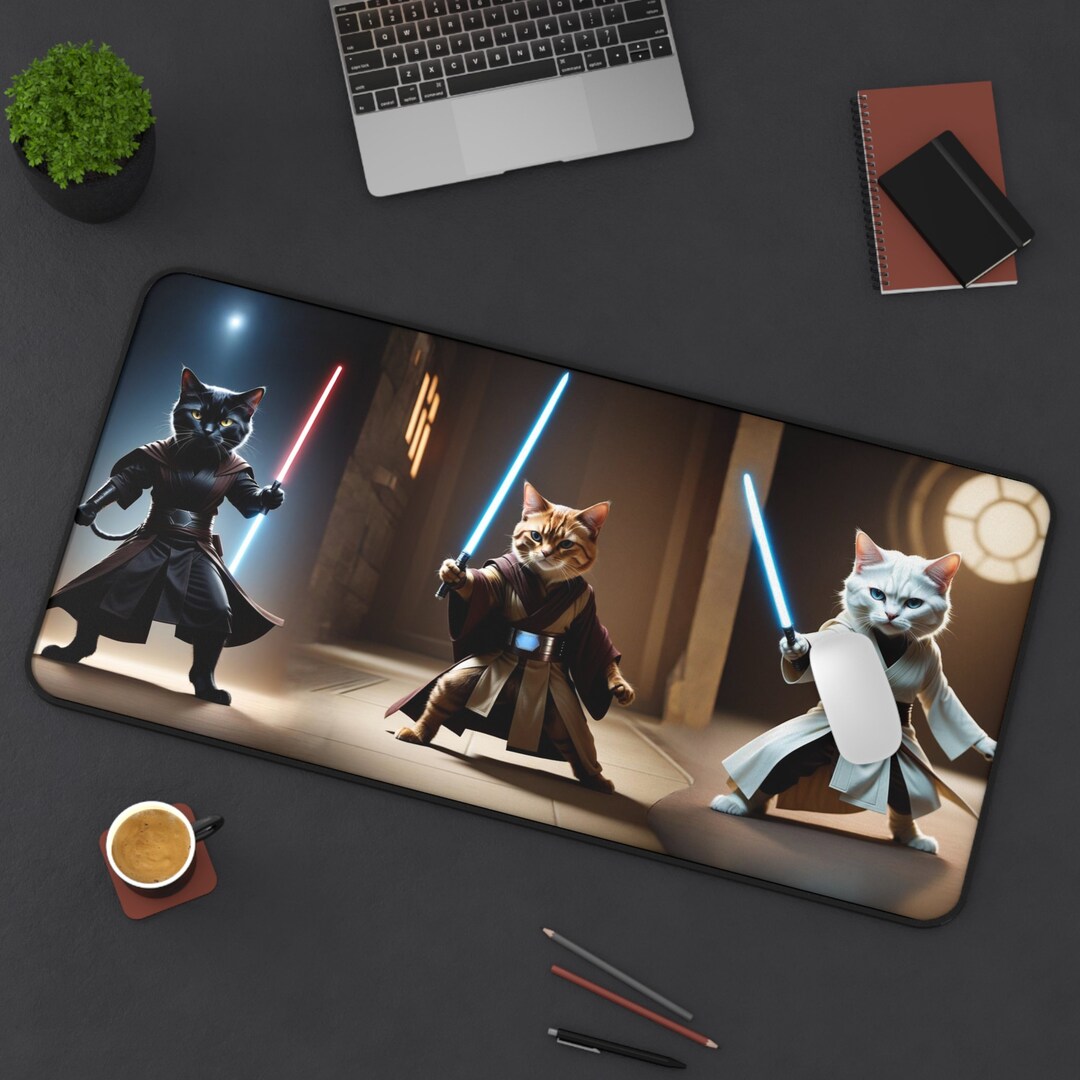 Star Cats Desk Mat Funny Cat Wars Desk Mat, Humorous Cat Mat, Cute Gift ...