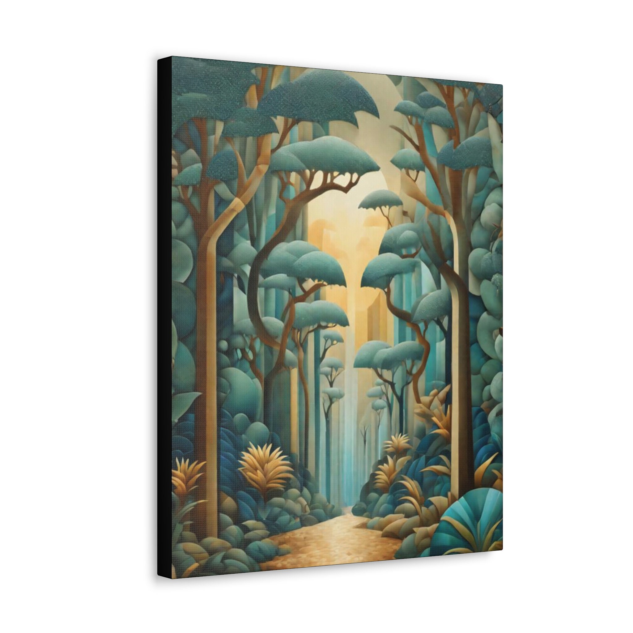 Art Deco Forest Art Print Canvas Gallery Wall Art Wrap Sun - Etsy