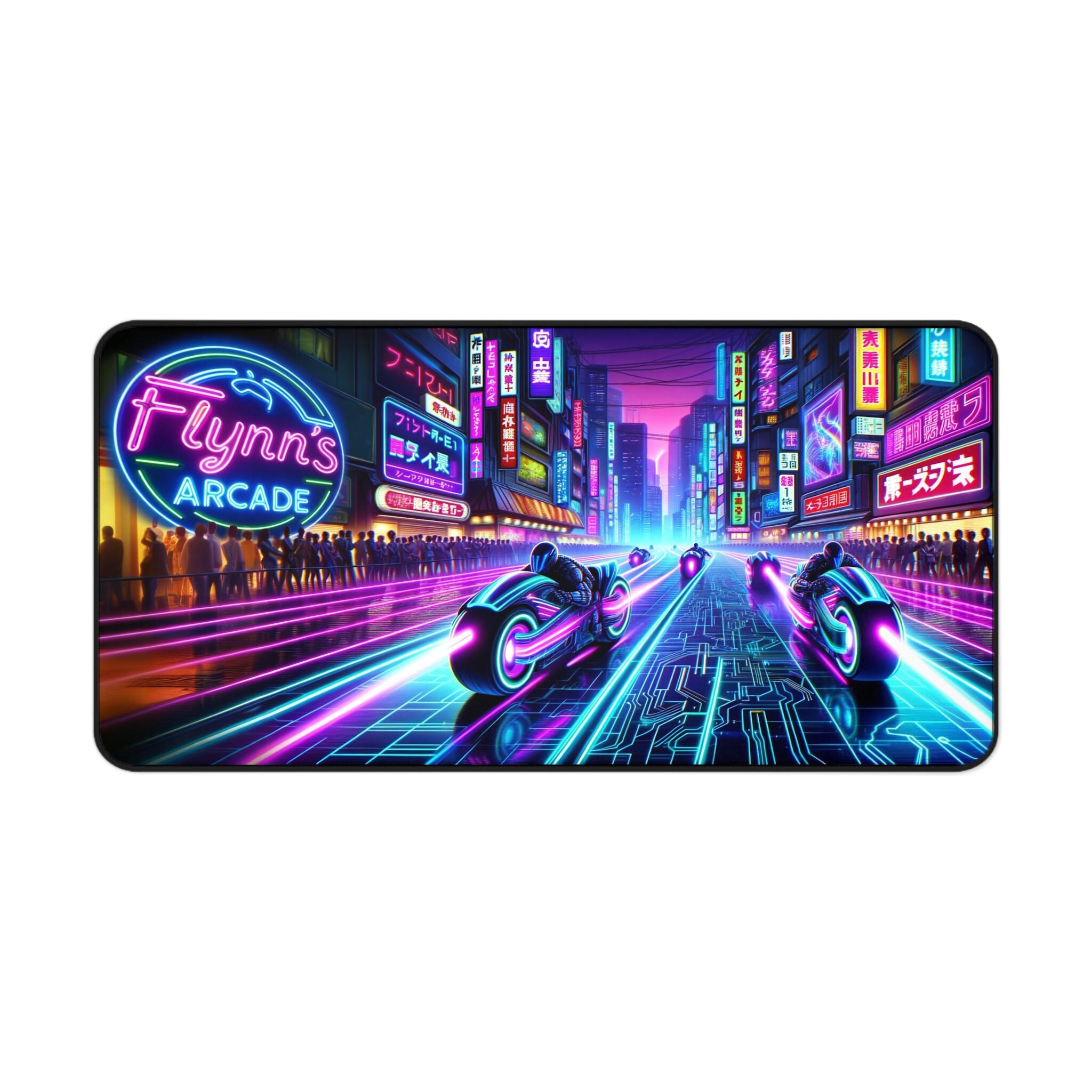 Tokyo TRON Desk Mat Inspired Neon TRON Legacy Painting Deskmat, Retro ...