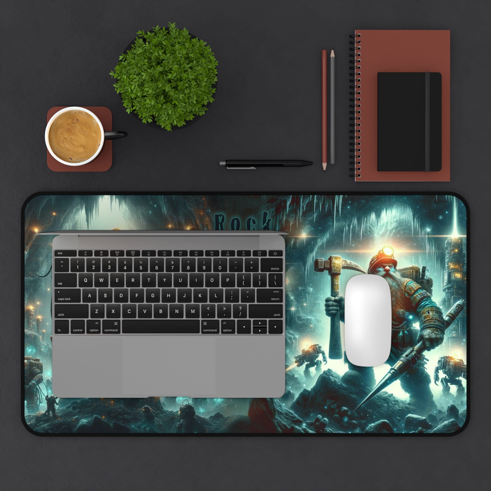 Deep Rock Galactic Styled Desk Mat, Inspired Dwarf Miners Gaming Desk ...