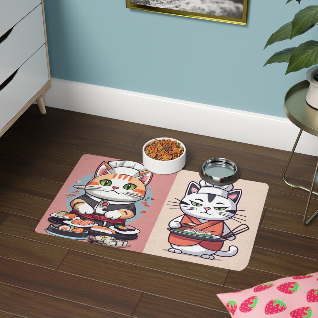 Cat Sushi Pet Food Mat Food Mat, Cat Mat, Cute Gift for Cat Owner, Cat ...