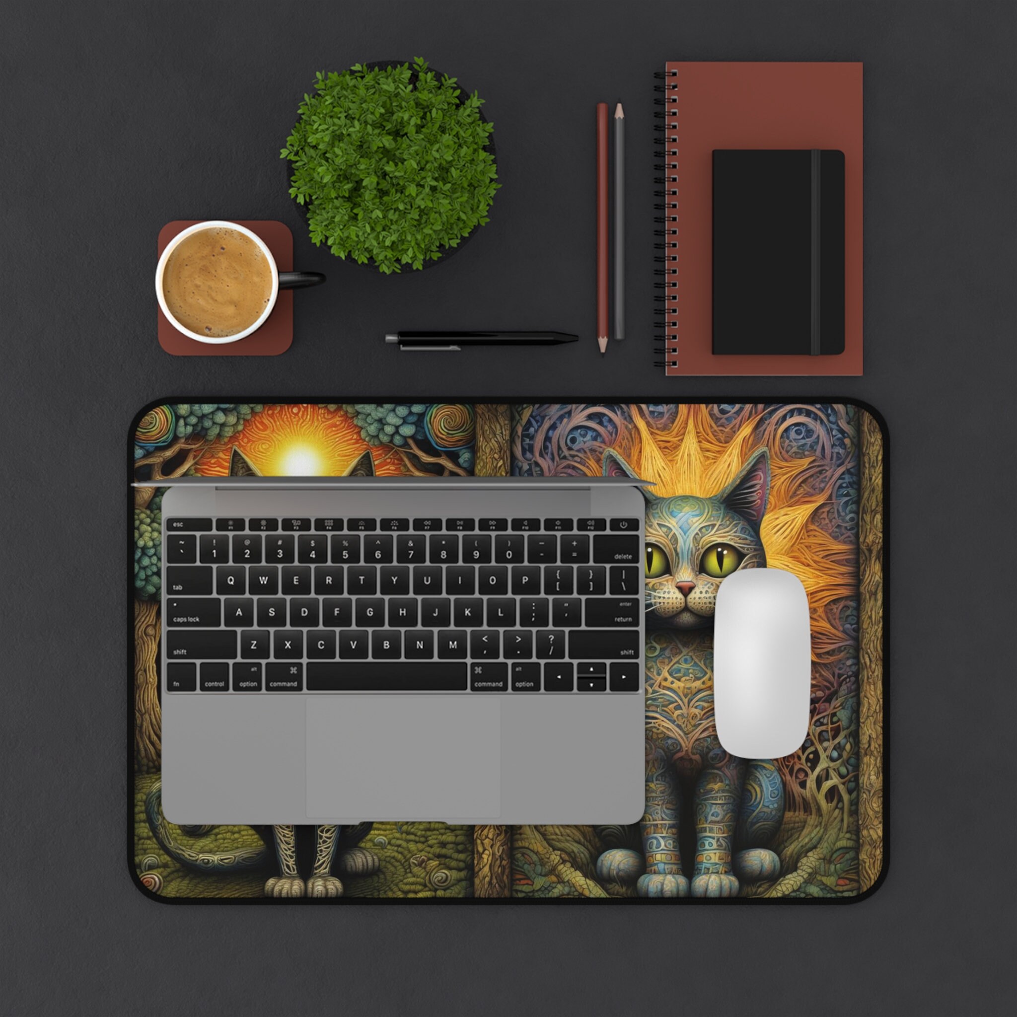 Enigmatic Cats Desk Mat Artistic Cat Desk Mat Humorous Cat - Etsy