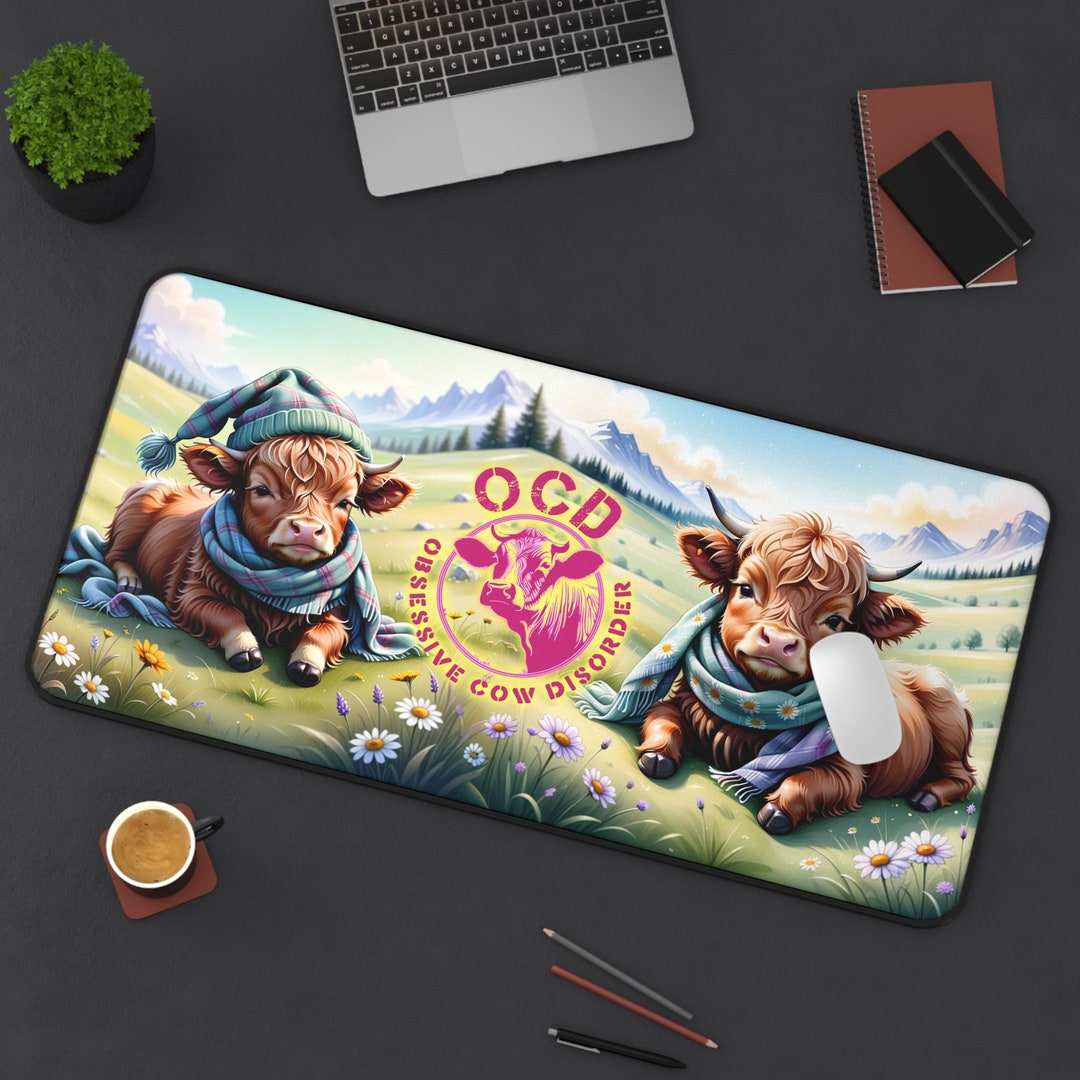 OCD Highland Cow Desk Mat Obsessive Cow Disorder Dank Meme Deskmat ...