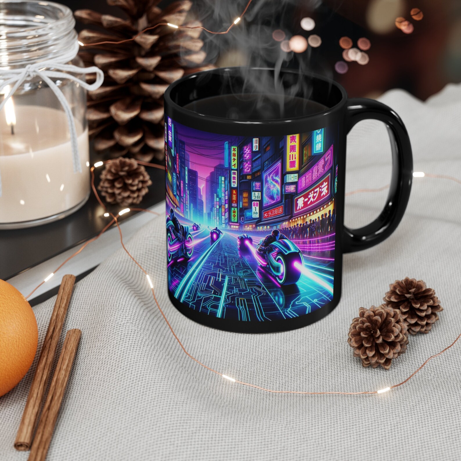 Tokyo TRON Mug - Inspired Neon TRON Legacy Painting Cup - Retro ...