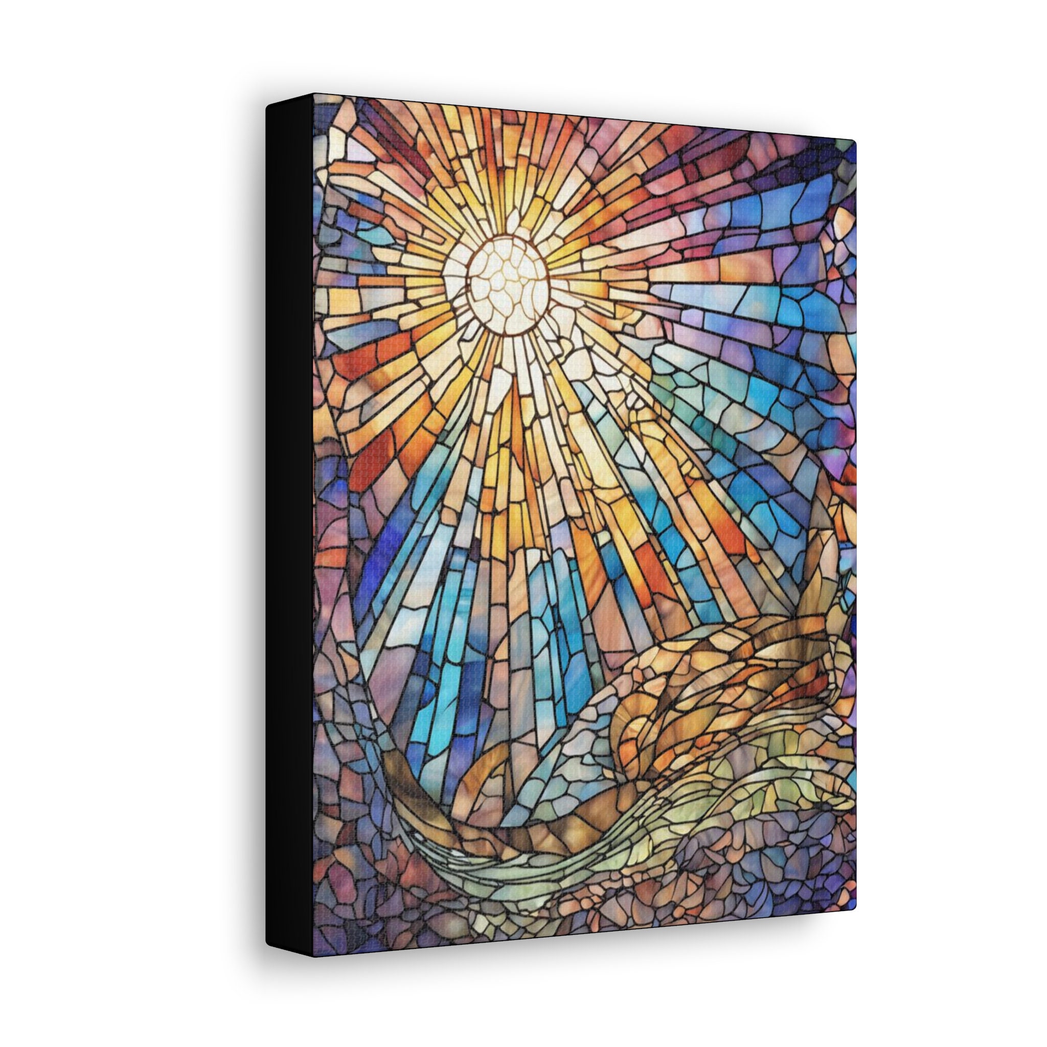 Stained Glass Sun Rays Art Print Canvas Gallery Wall Art Wrap, Sun Art ...