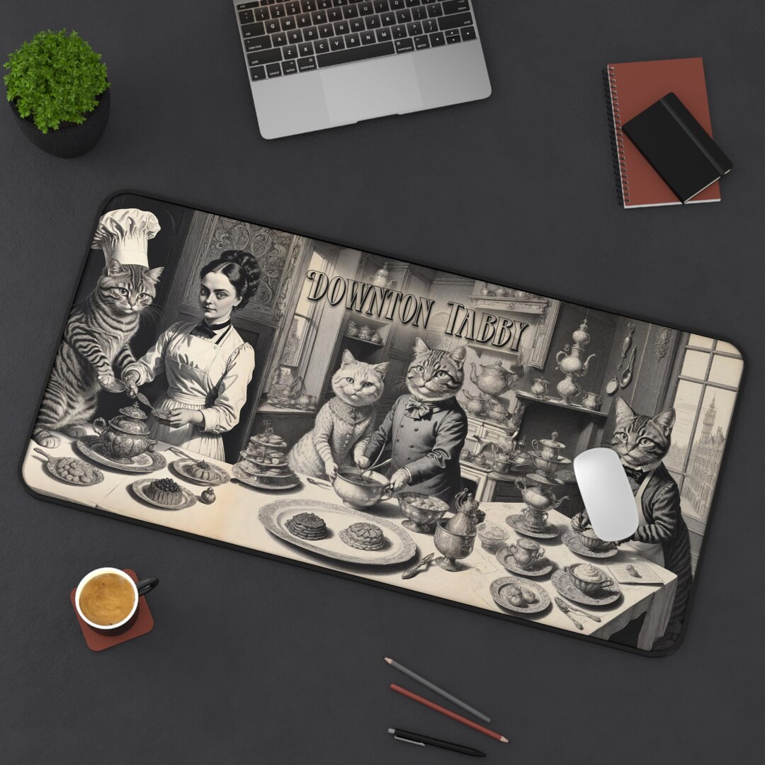 Downton Tabby Cat Desk Mat - Funny Cat Desk Mat, Humorous Cat Mat, Cute ...