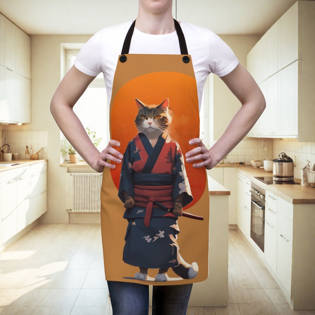 Cat Samurai Apron - Unique Kitchen Wear | Japanese-inspired Cooking ...