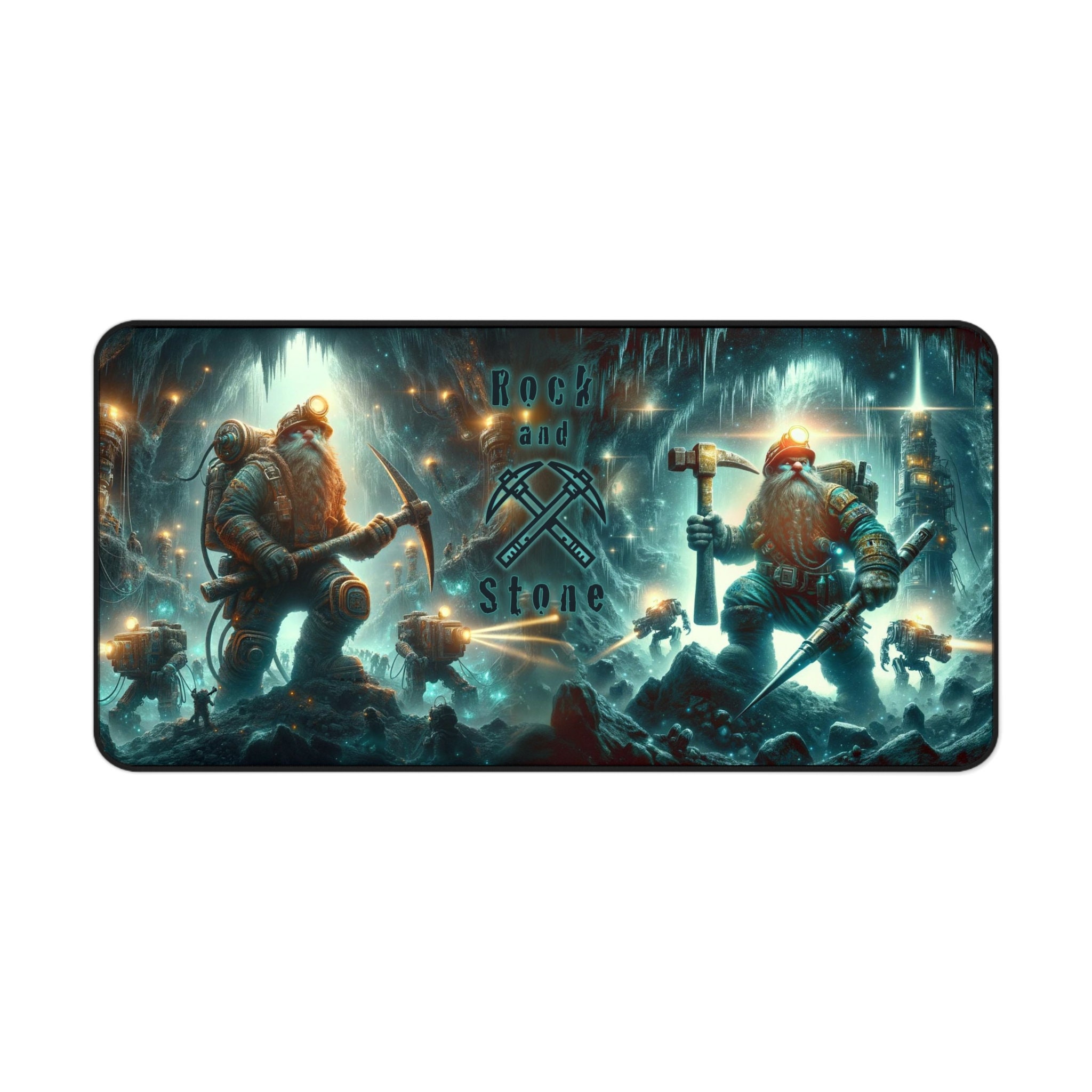 Deep Rock Galactic Styled Desk Mat, Inspired Dwarf Miners Gaming Desk ...