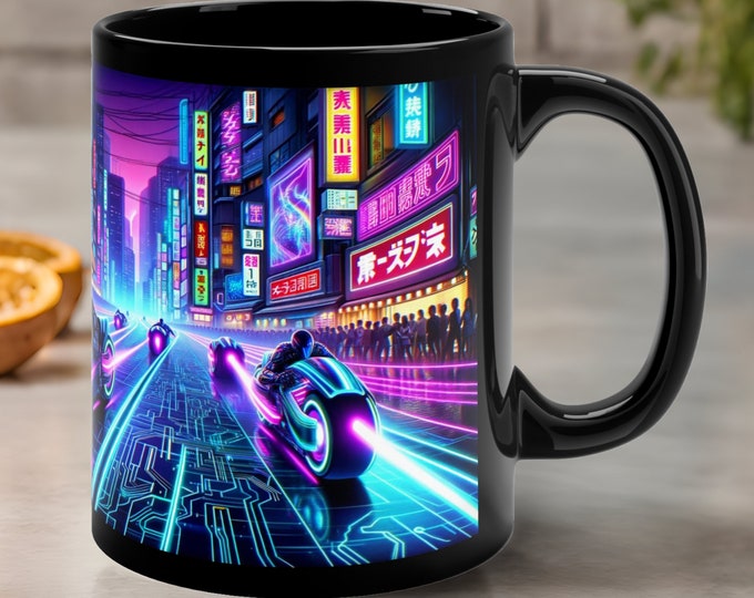 Tron Inspired "off the Grid" Black Mug, 15oz - Etsy