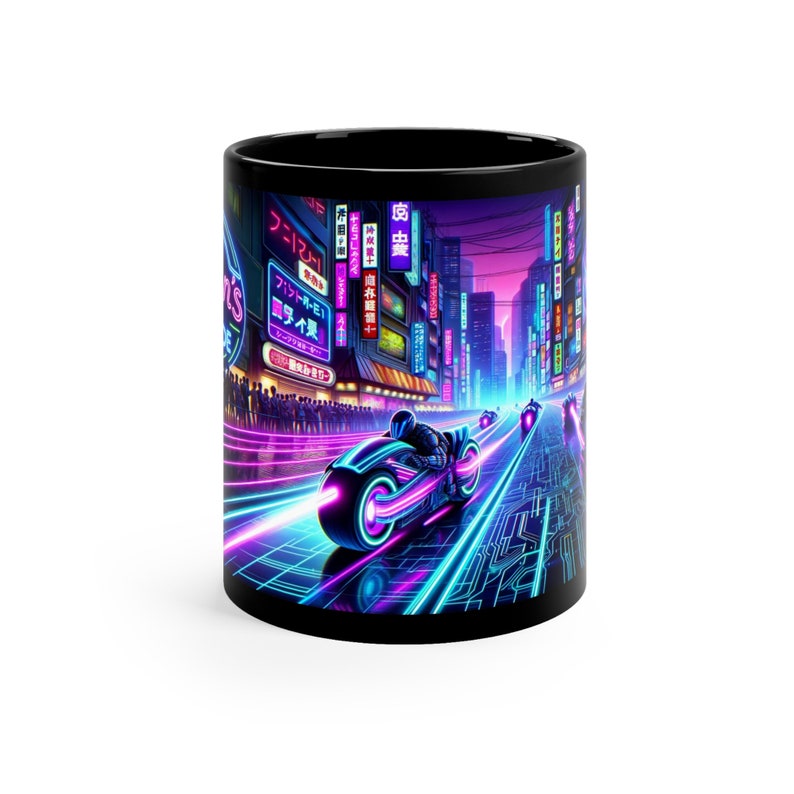 Tokyo TRON Mug - Inspired Neon TRON Legacy Painting Cup - Retro ...