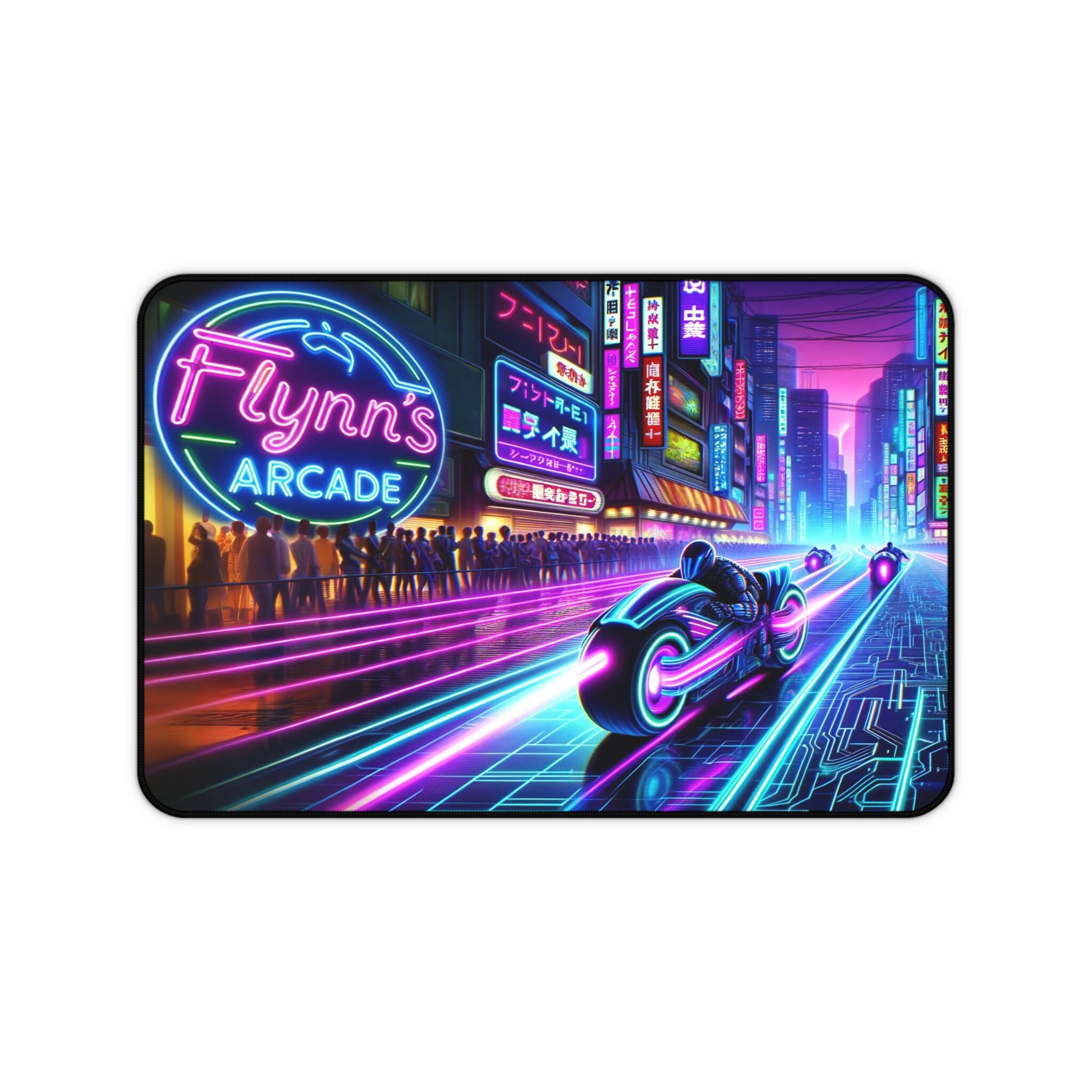 Tokyo TRON Desk Mat Inspired Neon TRON Legacy Painting Deskmat, Retro ...