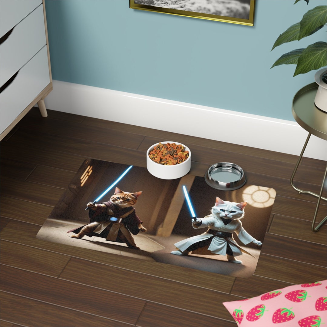 Star Cats Pet Food Mat - Funny Cat Wars Food Mat, Fun Cat Mat, Cute ...