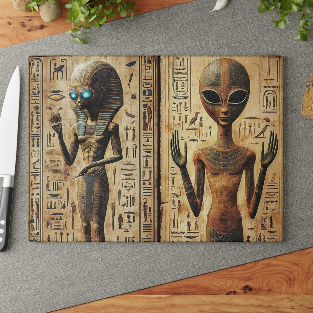 Ancient Egypt Alien Cutting Board Extraterrestrial Egyptian Glass ...